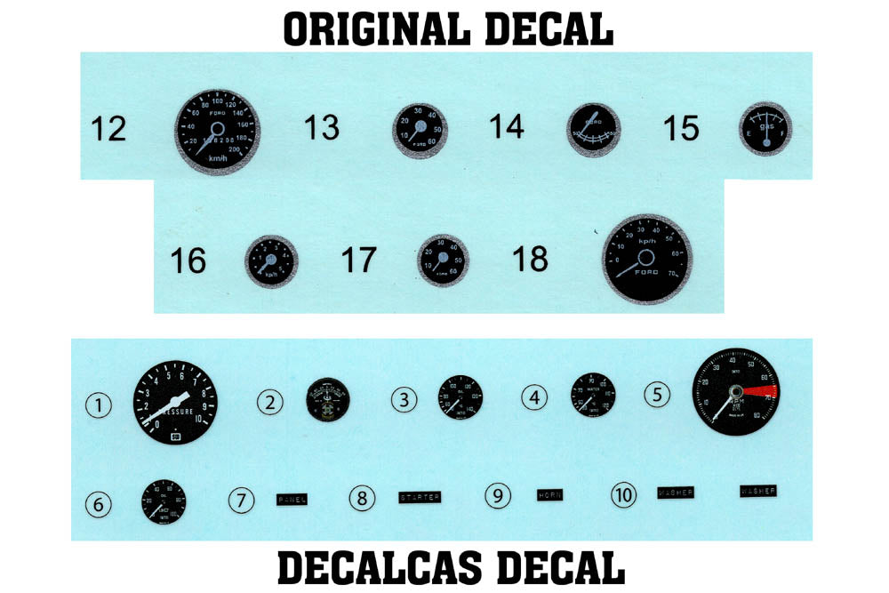 Decalcas Ford GT40 Mk II dashboard decals 1:12 - GPmodeling