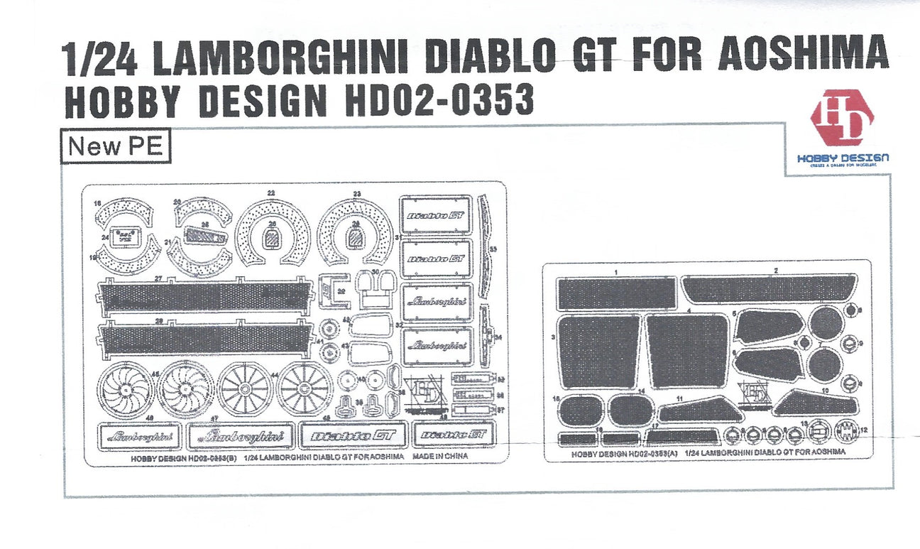 Hobby Design Lamborghini Diablo GT Detail Parts Set 1:24 - GPmodeling