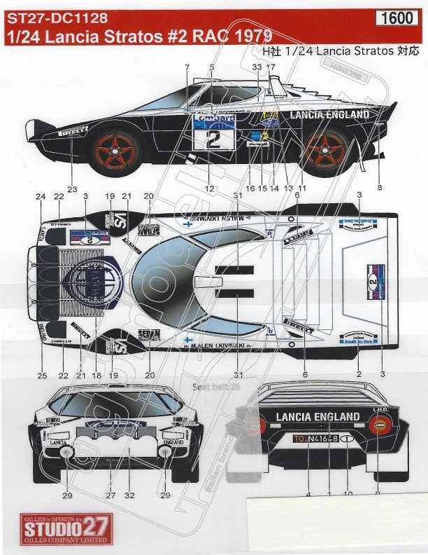 Studio27 | Decals Lancia Stratos HF RAC - GPmodeling