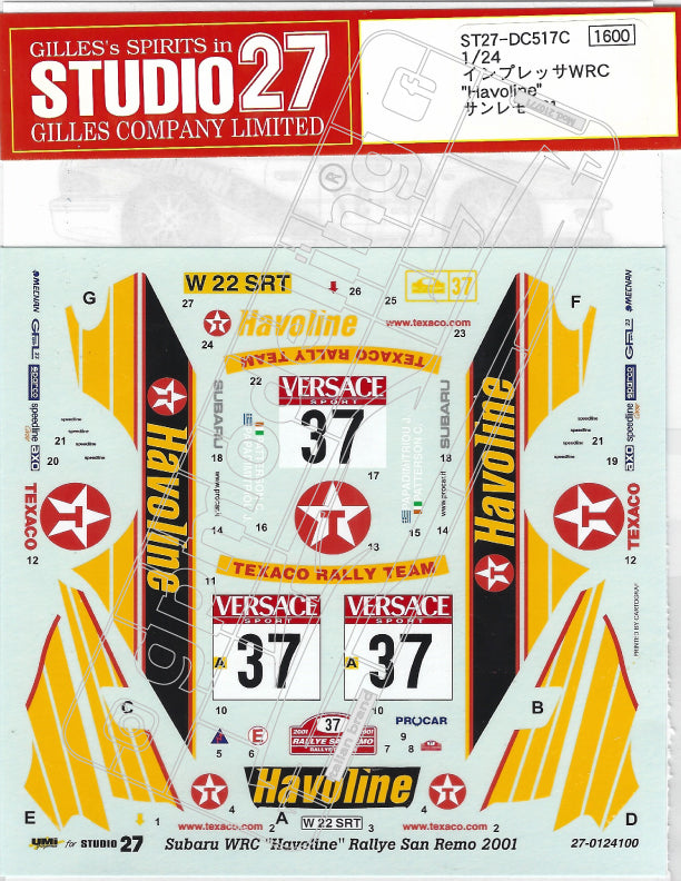 Studio27 | Decals Subaru Impreza WRC Havoline - GPmodeling
