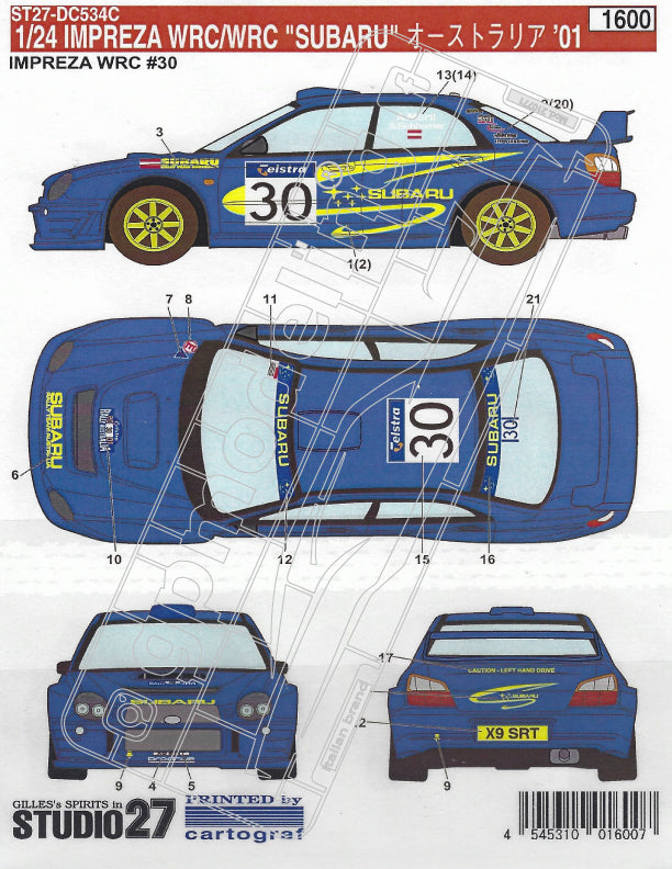 Studio27 | Decals Subaru Impreza Rally Australia - GPmodeling
