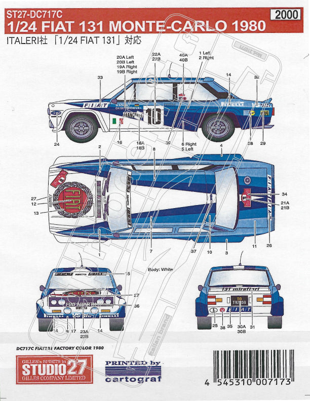 Studio27 | Decals Fiat 131 Monte Carlo 1980 - GPmodeling